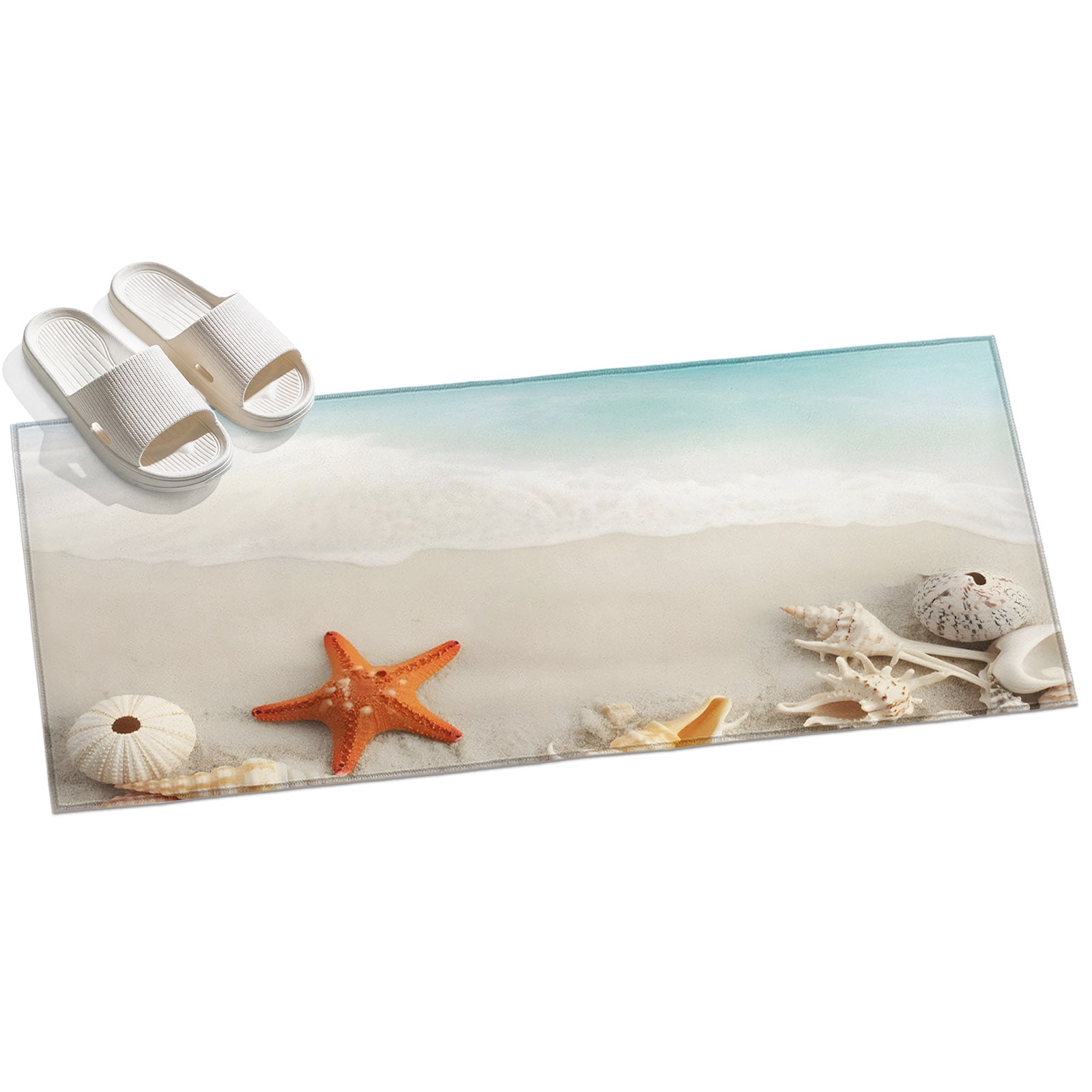 2x6ft Area Rug,Oceans Beach Sea Shell Starfish Washable Large Rugs Soft ...