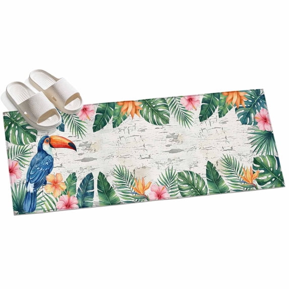2x6ft Area Rug,Orange Pink Flower Green Leaf Washable Large Rugs Soft ...