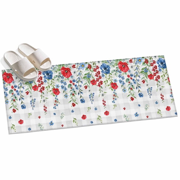 2x6ft Area Rug,Pink Blue Flowers Washable Large Rugs Soft Non-Slip ...