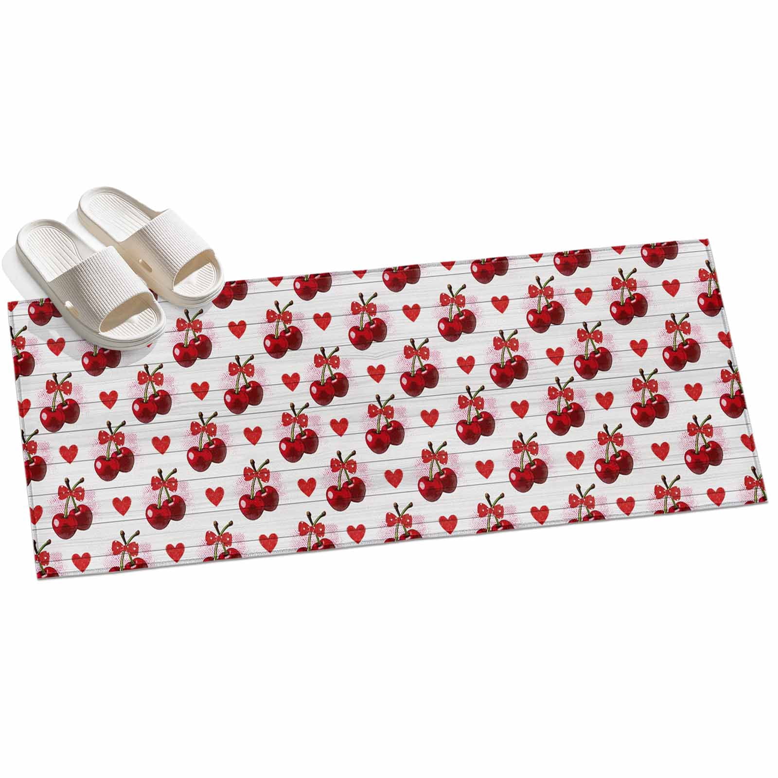 2x6ft Area Rug,Red Cherry Love Heart Washable Large Rugs Soft Non-Slip ...
