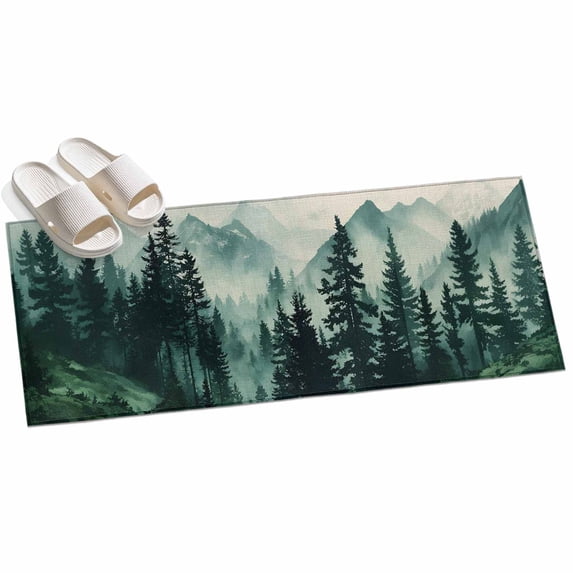 2x6ft Area Rug,Retro Forest Silhouette Washable Large Rugs Soft Non ...