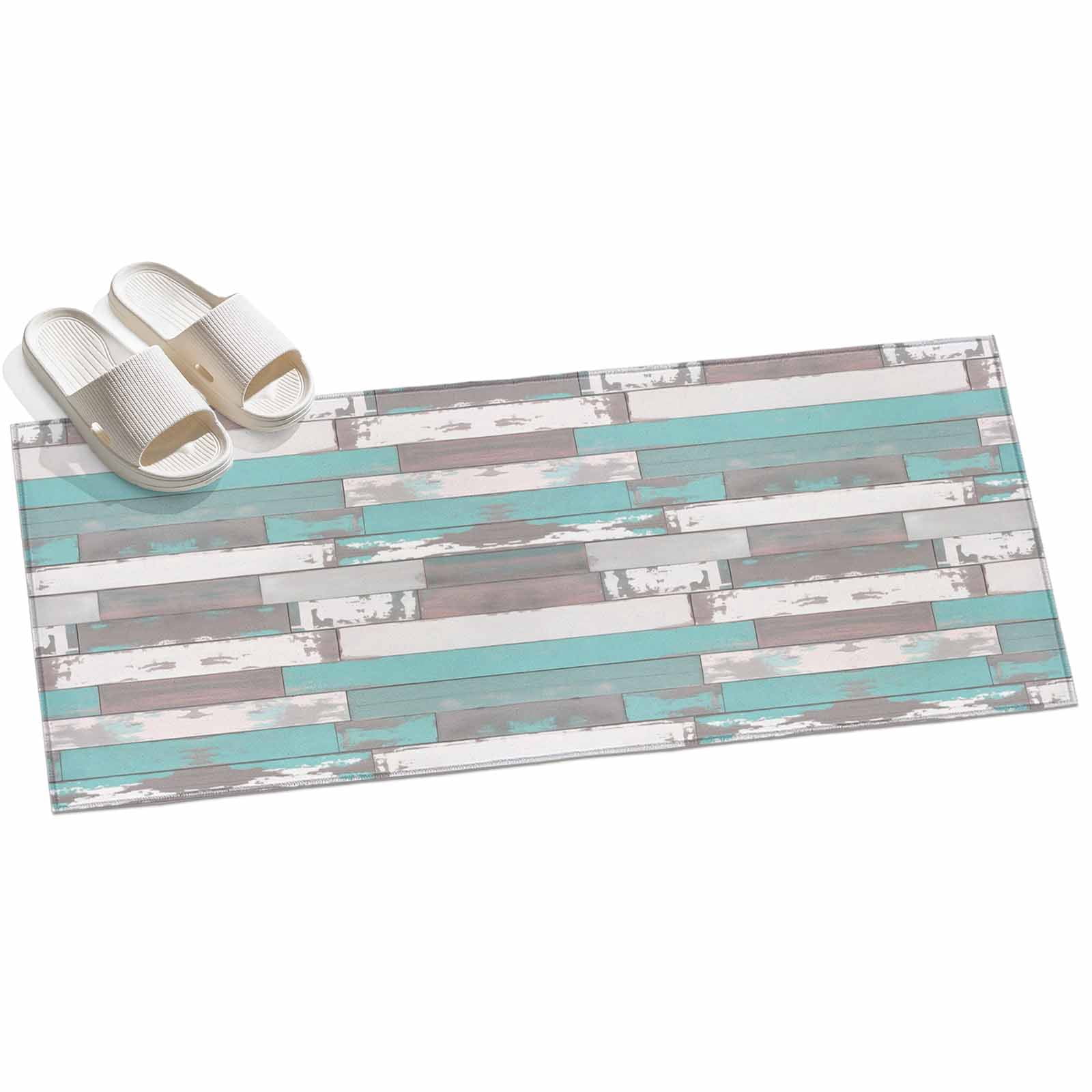 2x6ft Area Rug,Retro Green White Wood Board Washable Large Rugs Soft ...