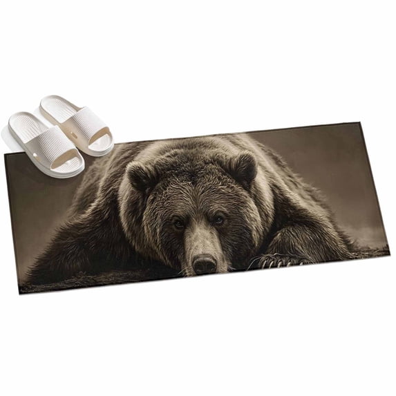 2x6ft Area Rug,Rustic Brown Grizzly Bear Washable Large Rugs Soft Non ...