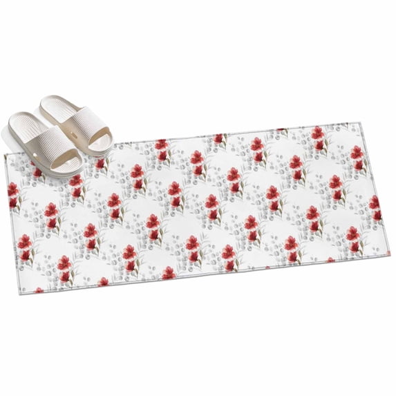 2x6ft Area Rug,Spring Watercolor Red Poppy Flower Washable Large Rugs ...