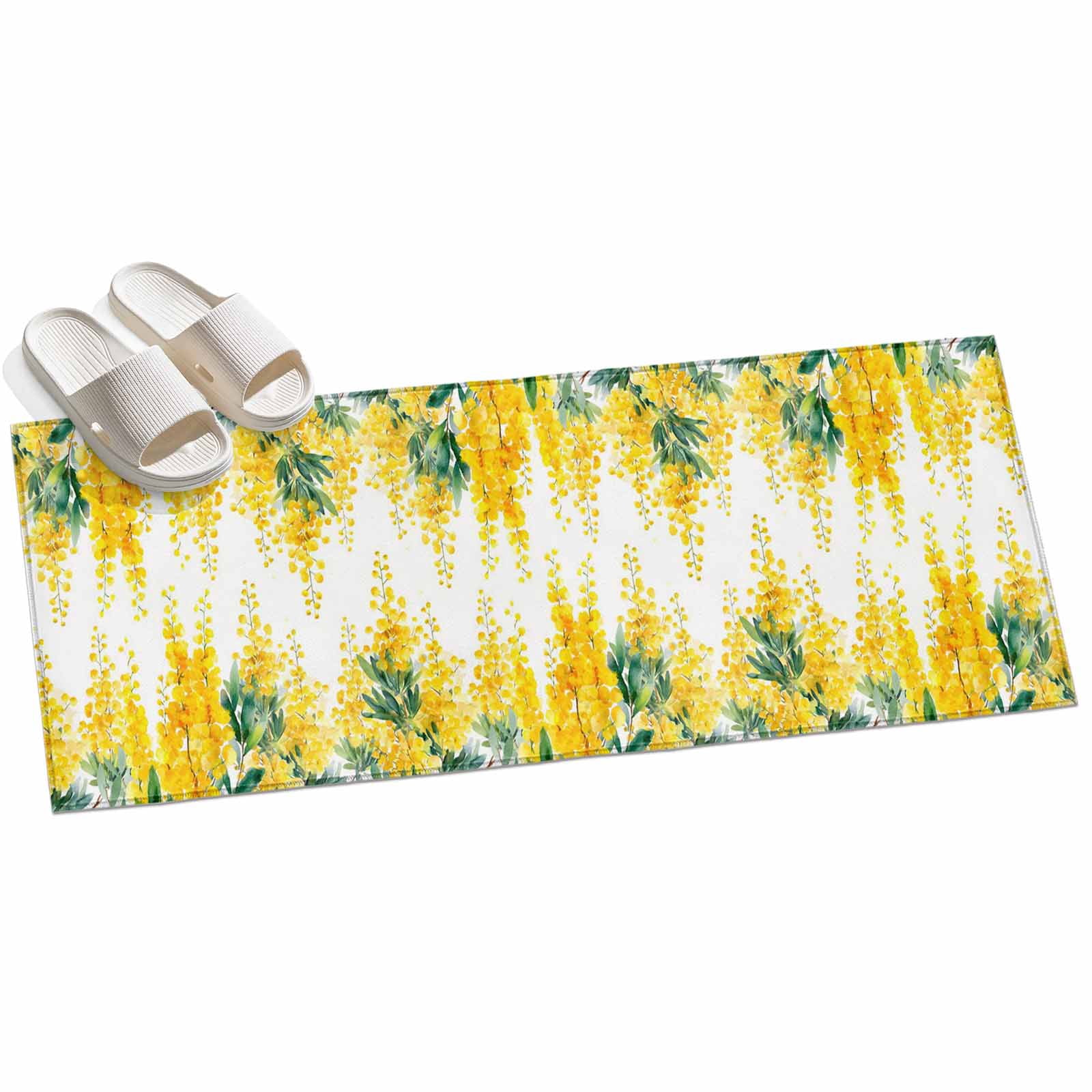 2x6ft Area Rug,Spring Watercolor Yellow Flower Washable Large Rugs Soft ...