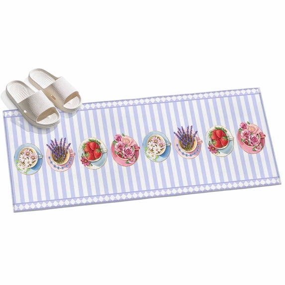 2x6ft Area Rug,Strawberries Daisy Roses Lavender Flowers Washable Large ...
