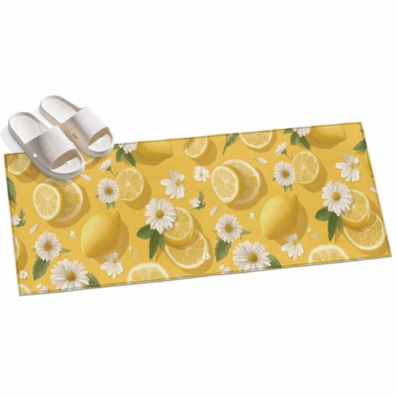2x6ft Area Rug,Summer Lemon Daisy Flower Washable Large Rugs Soft Non ...