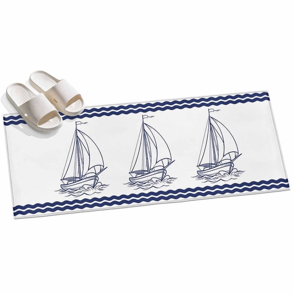 2x6ft Area Rug,Summer Ocean Nautical Sailboat Washable Large Rugs Soft ...