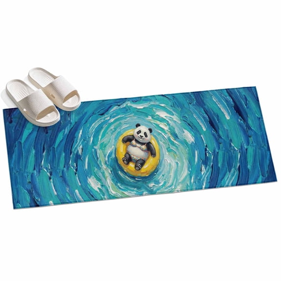 2x6ft Area Rug,Summer Panda Swimming Circle Washable Large Rugs Soft ...