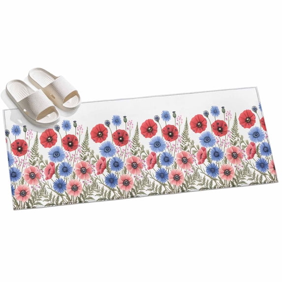 2x6ft Area Rug,Summer Poppy Flower on White Washable Large Rugs Soft ...