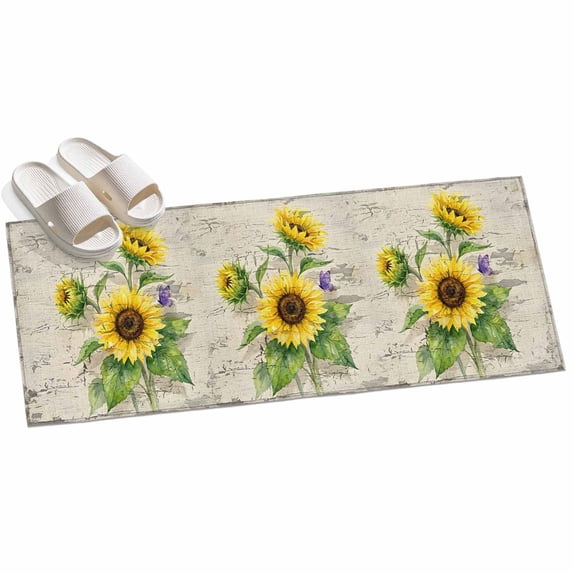 2x6ft Area Rug,Summer Sunflower Leaf Butterfly Washable Large Rugs Soft ...