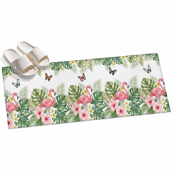2x6ft Area Rug,Tropical Flamingo Monstera Washable Large Rugs Soft Non ...