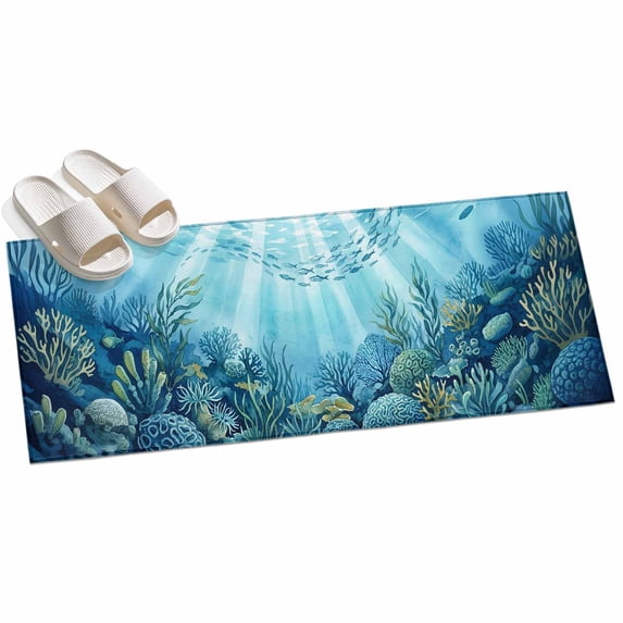 2x6ft Area Rug,Underwater World Coral Seaweed Washable Large Rugs Soft ...