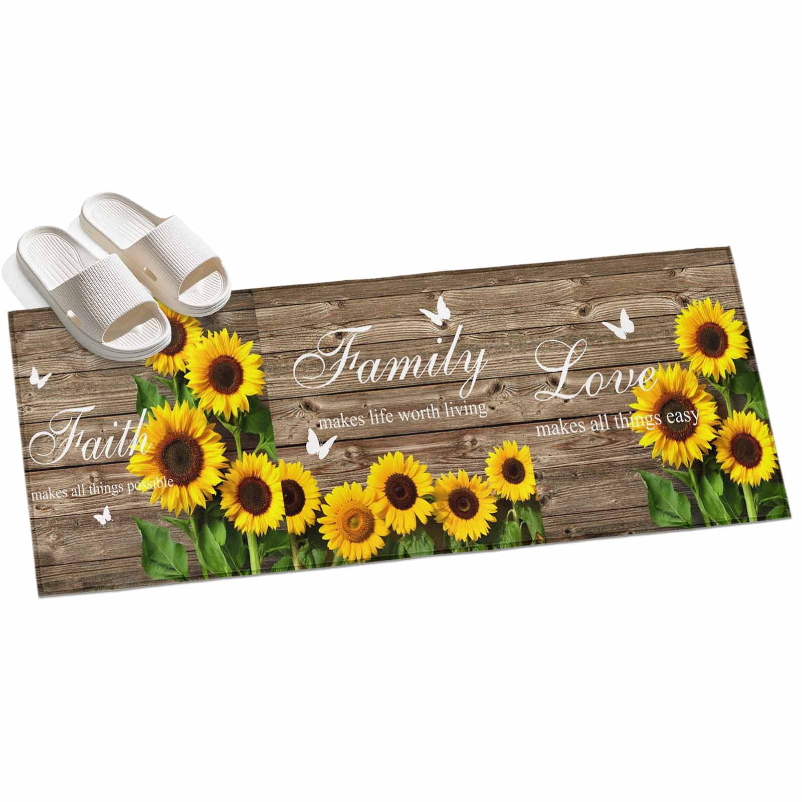 2x6ft Area Rug,Vintage Farm Sunflowers Washable Large Rugs Soft Non ...