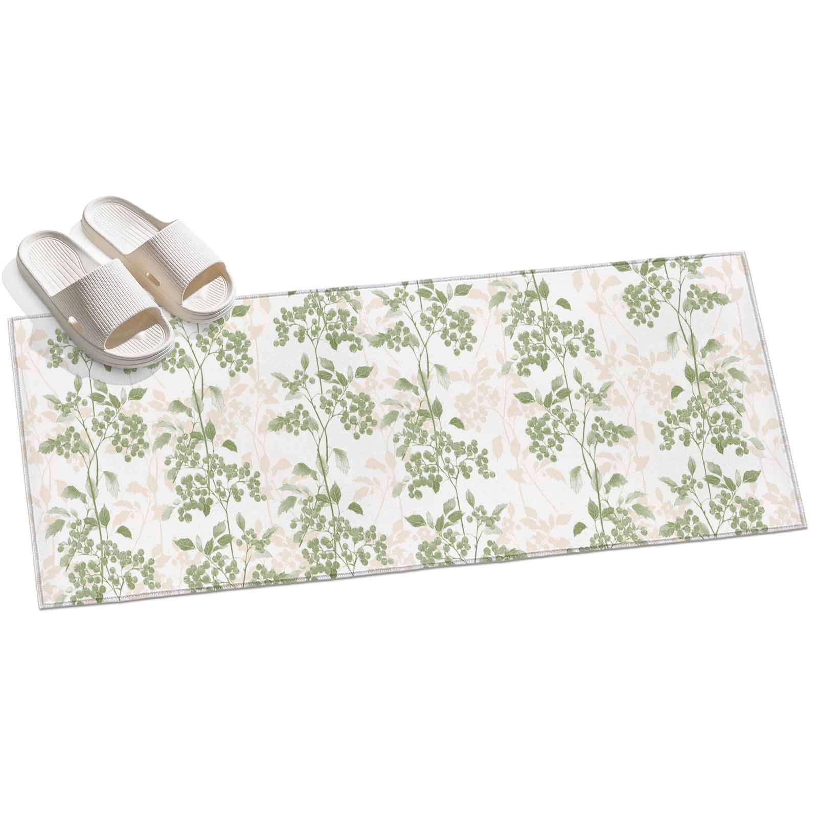 2x6ft Area Rug,Vintage Sage Green Plant Washable Large Rugs Soft Non ...