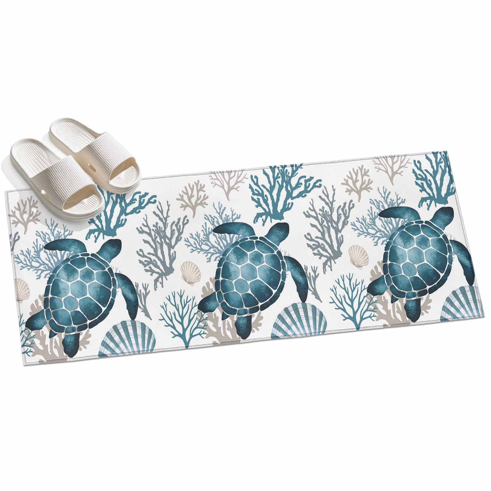 2x6ft Area Rug,Watercolor Blue Sea Turtle Washable Large Rugs Soft Non ...