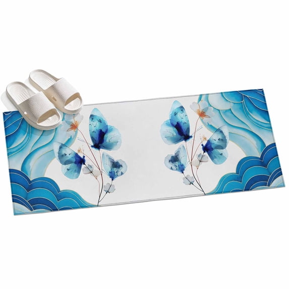 2x6ft Area Rug,Watercolor Flower Butterfly Washable Large Rugs Soft Non ...