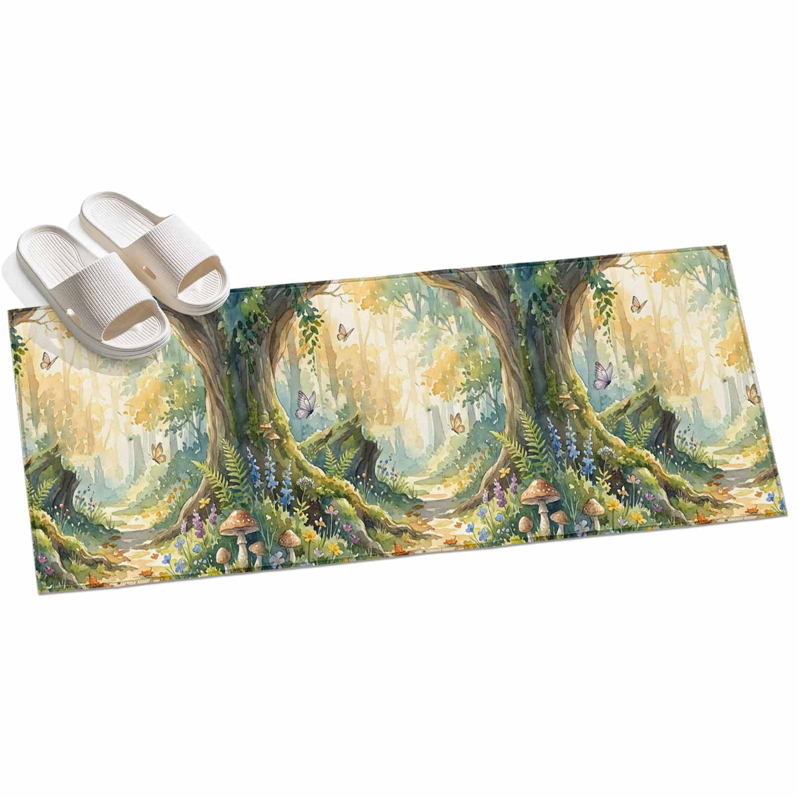 2x6ft Area Rug,Watercolor Forest Mushrooms Washable Large Rugs Soft Non ...