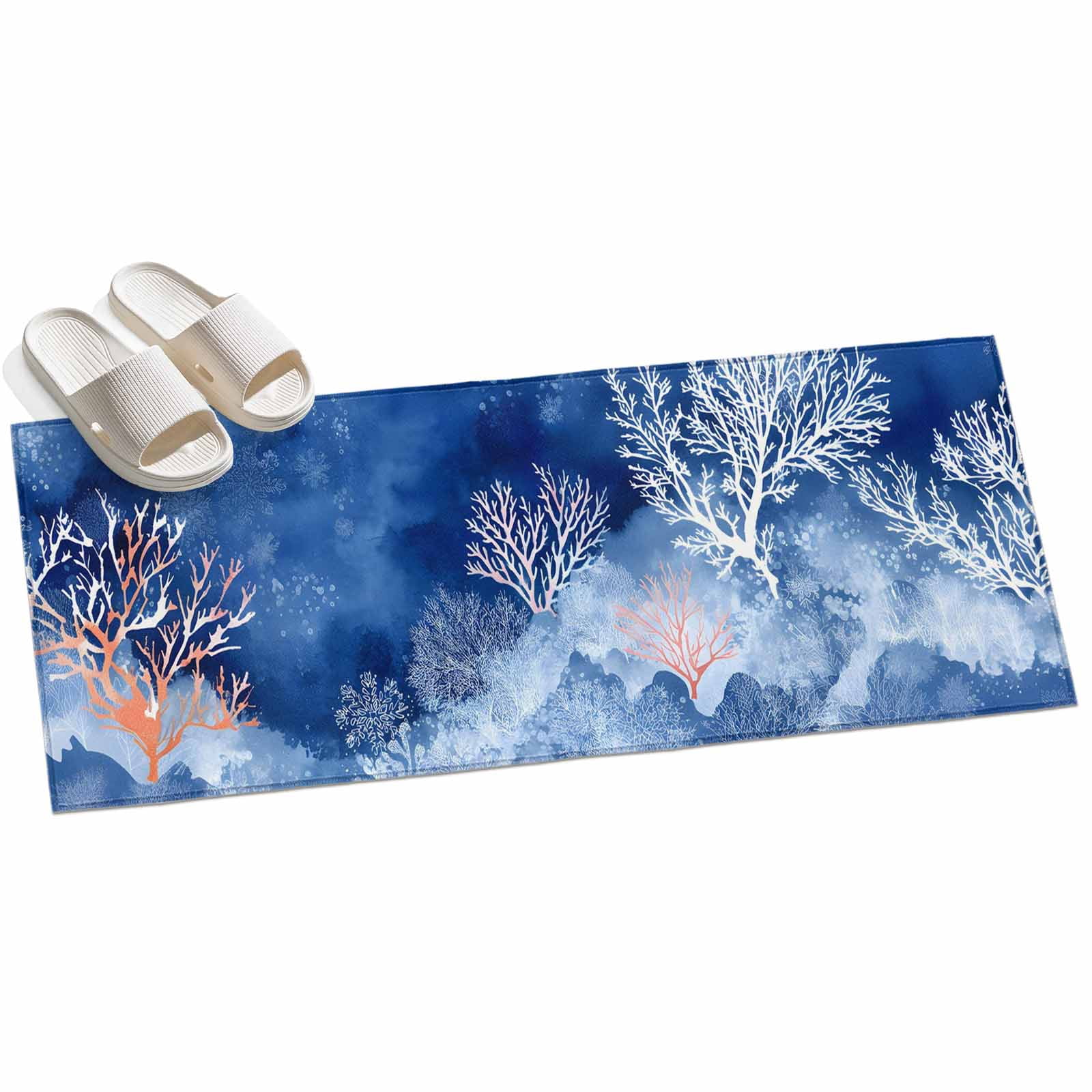 2x6ft Area Rug,Watercolor Ocean Coral Texture Washable Large Rugs Soft ...