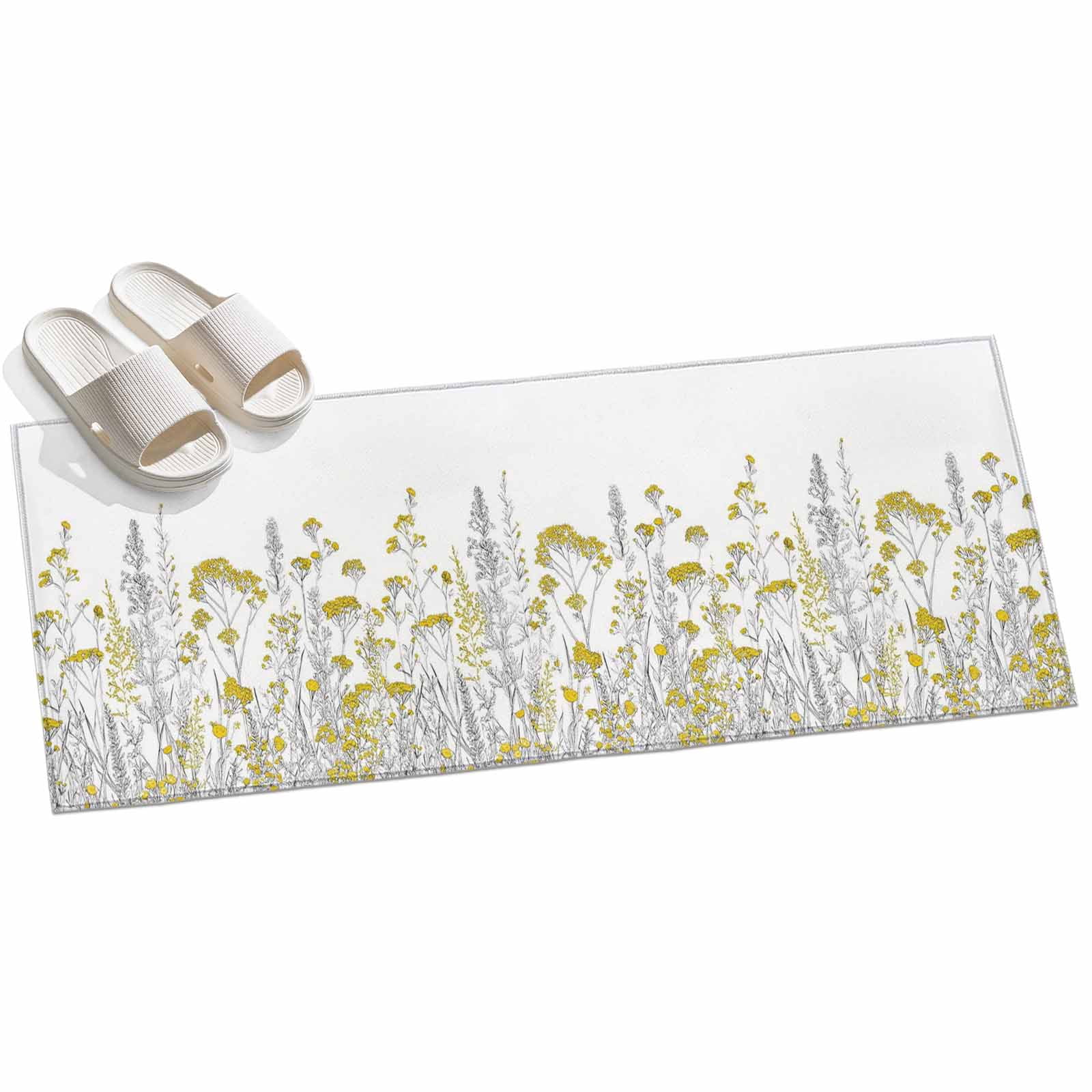 2x6ft Area Rug,Watercolor Pastoral Flower Leaf Washable Large Rugs Soft ...