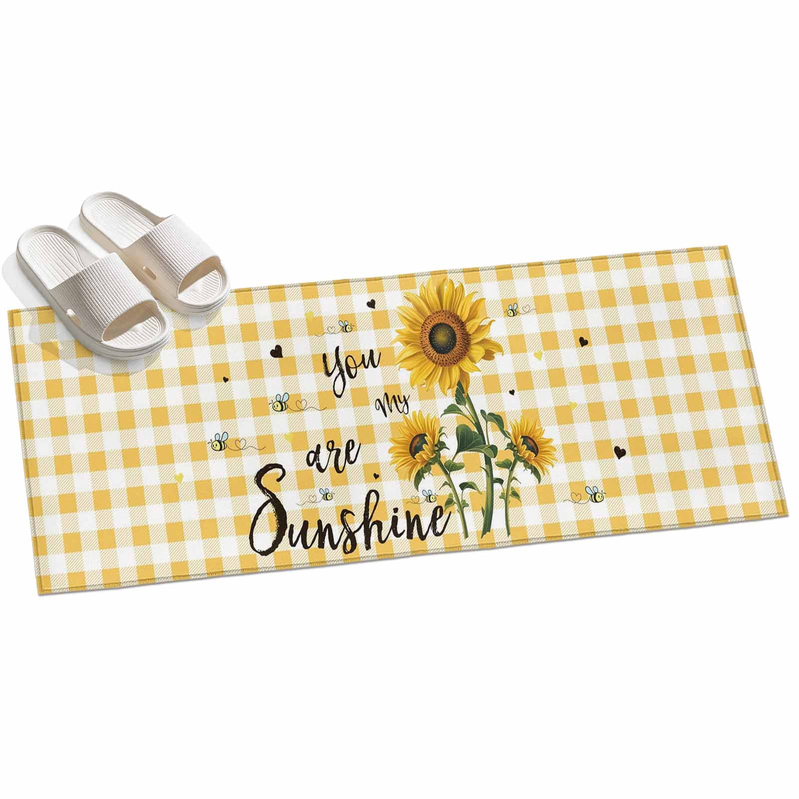 2x6ft Area Rug,Watercolor Sunflower Love Bee Sunshine Washable Large ...