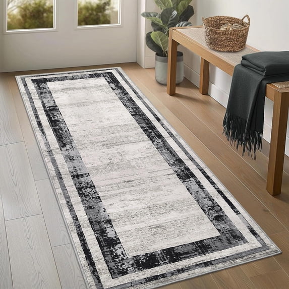 2x6ft Distressed Gray Washable Hallway Runner Rug, Non Slip Low Pile ...