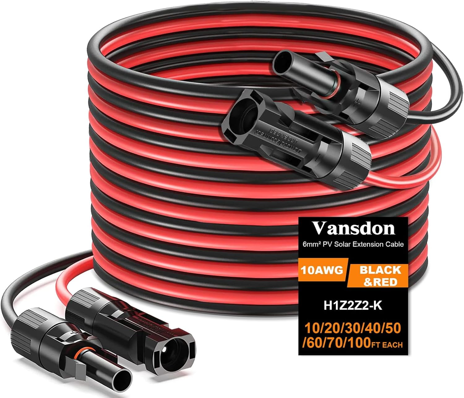 2x70 feet solar panel extension cable, 10awg solar cable, solar panel ...