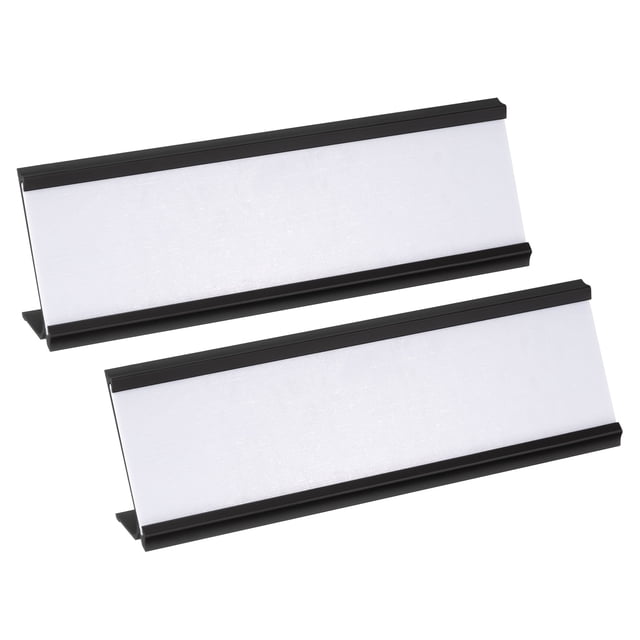 2x7inch Aluminum Name Plate Holder, 2Pcs with White Blank Engraved Name ...