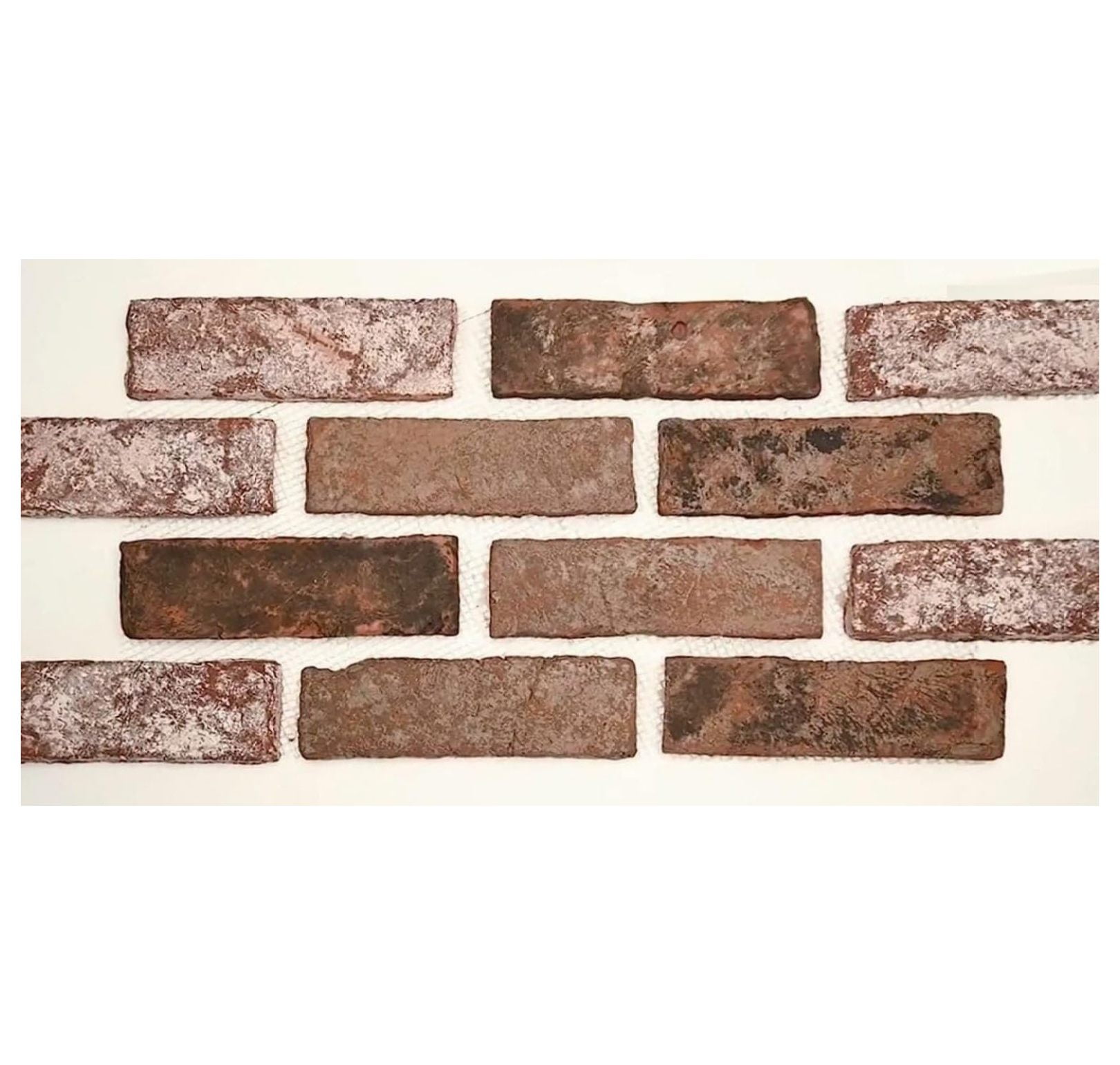 2x8 Brick Tumbled Antique Vintage Real Natural Clay Mesh Mounted Wall ...