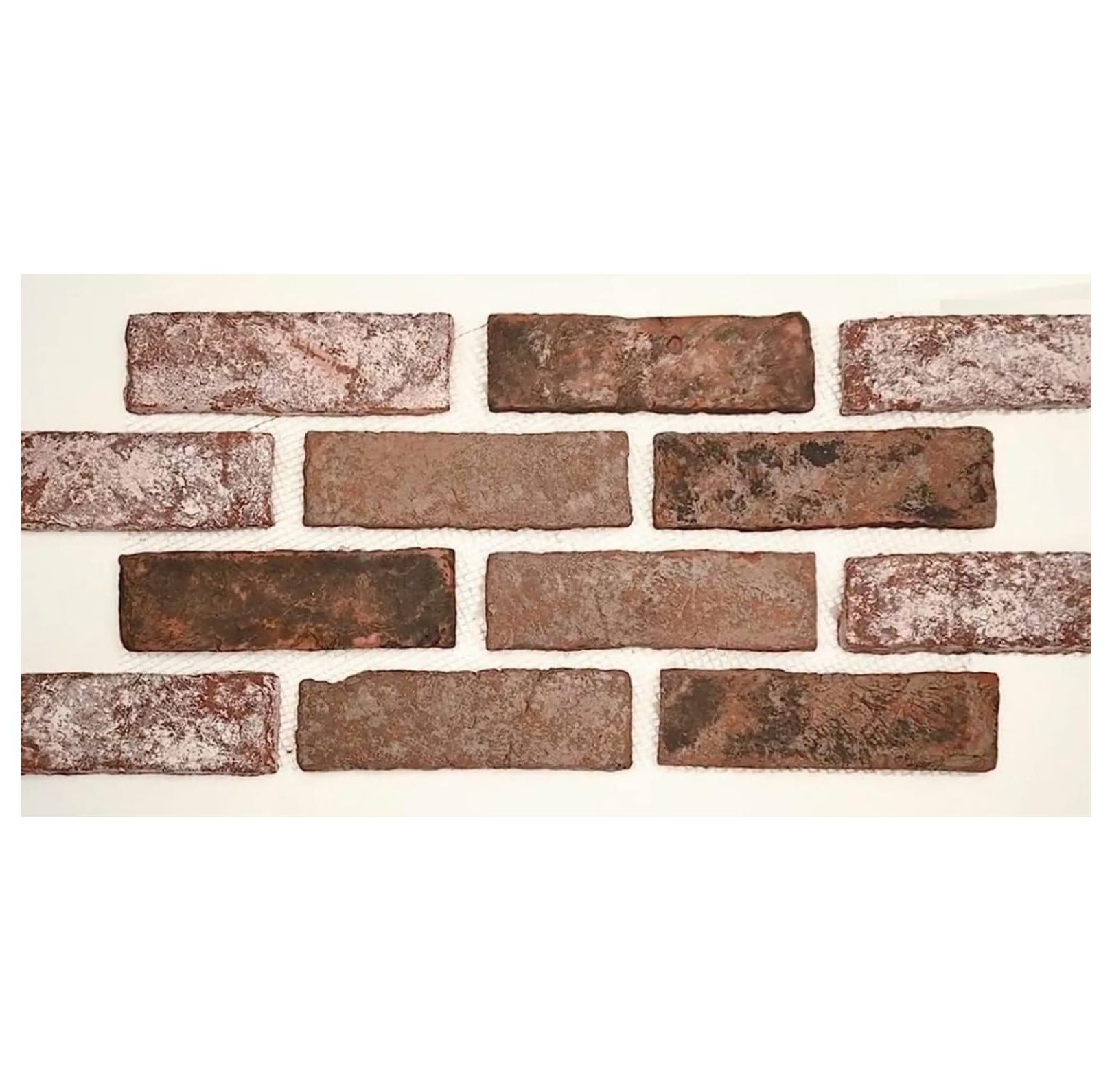 2x8 Brick Tumbled Rustic Look Clay Reddish Mesh Mounted Wall Tile for ...