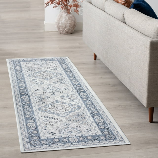 2x8 Modern Blue Runner Rugs for Hallway | Indoor Entry, Entryway ...
