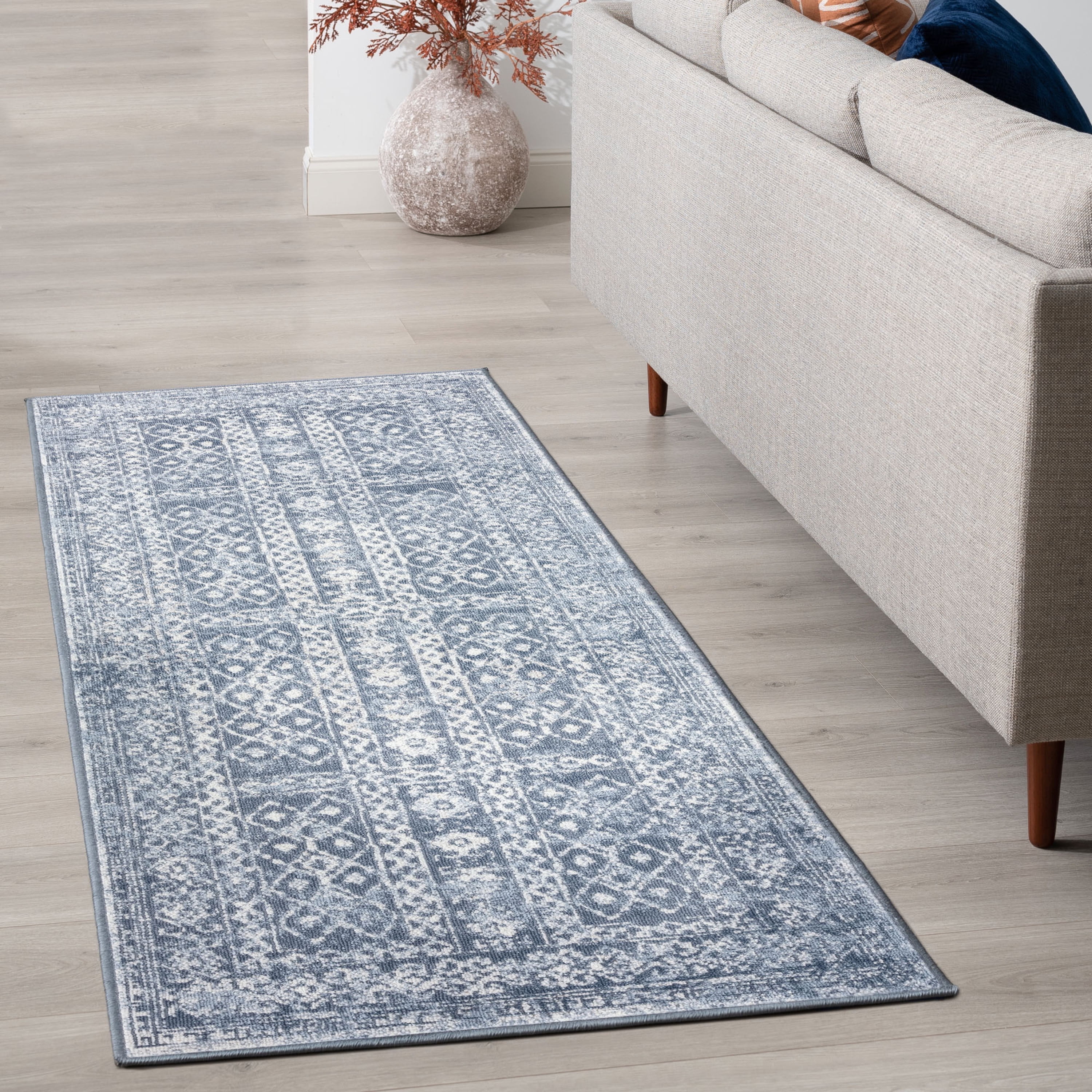 2x8 Modern Blue Runner Rugs for Hallway | Indoor Entry, Entryway ...