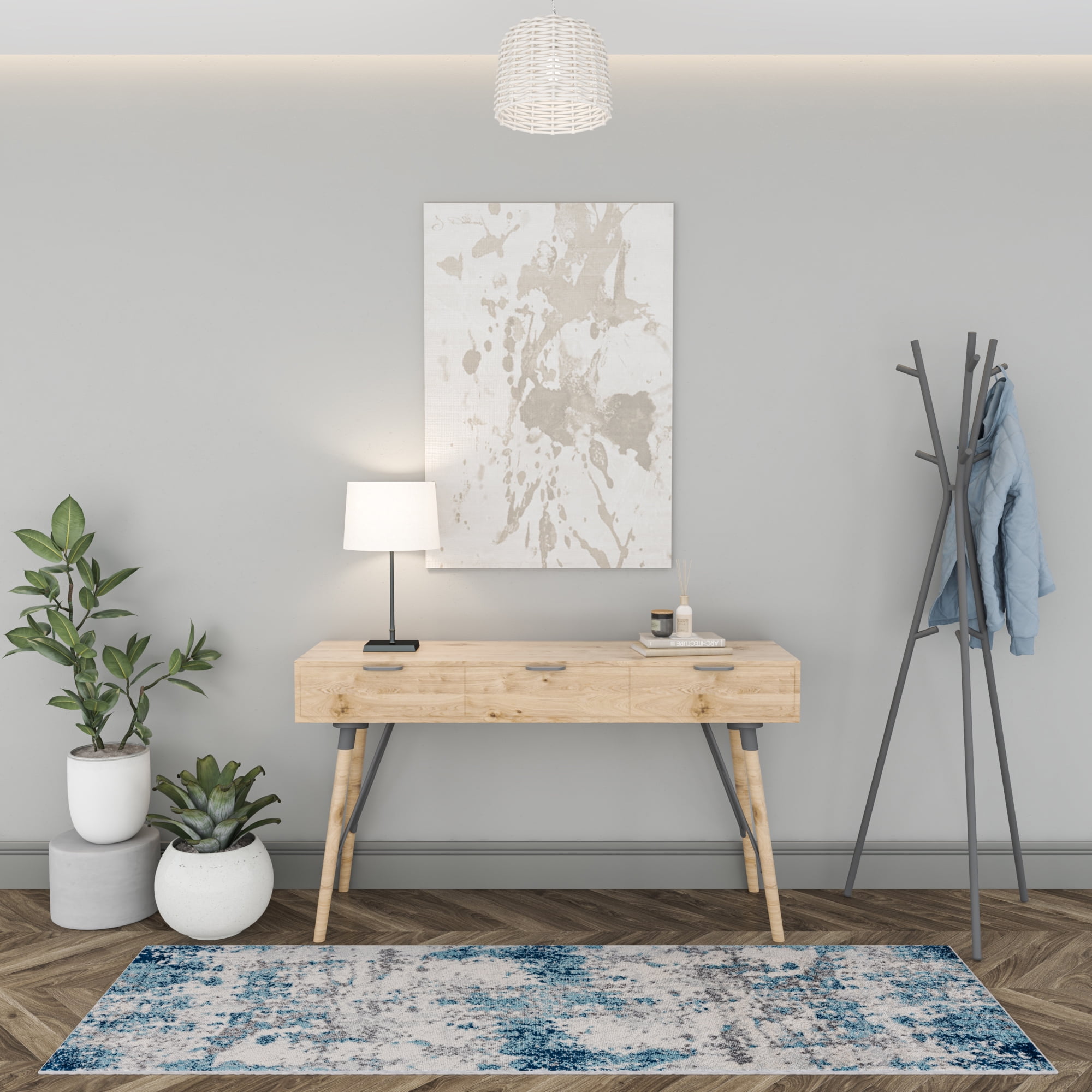 Modern Blue Runner Rug 23 x 73 - Stain-Resistant - Walmart.com