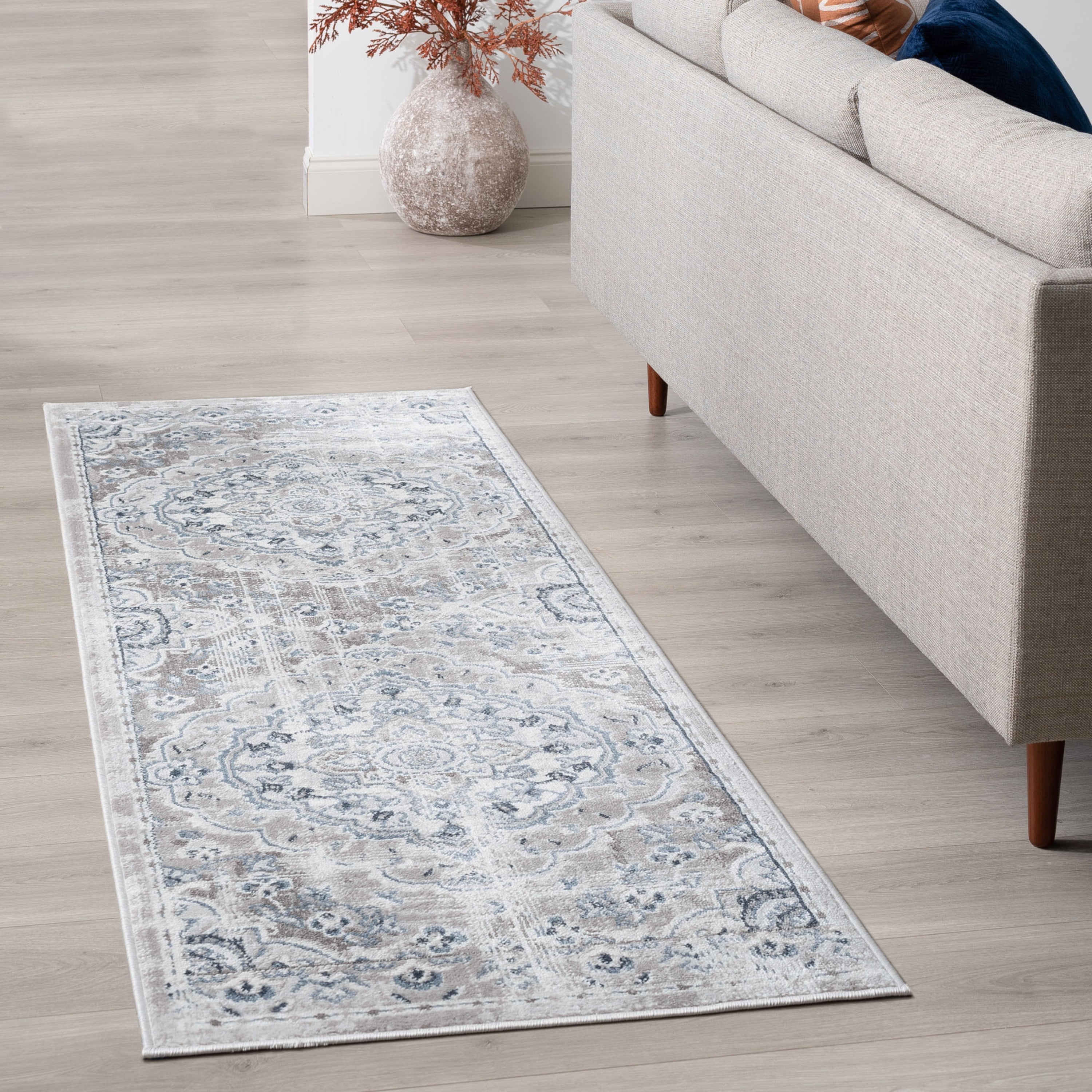 Traditional 2x8 Modern Gray Runner Rug - Walmart.com