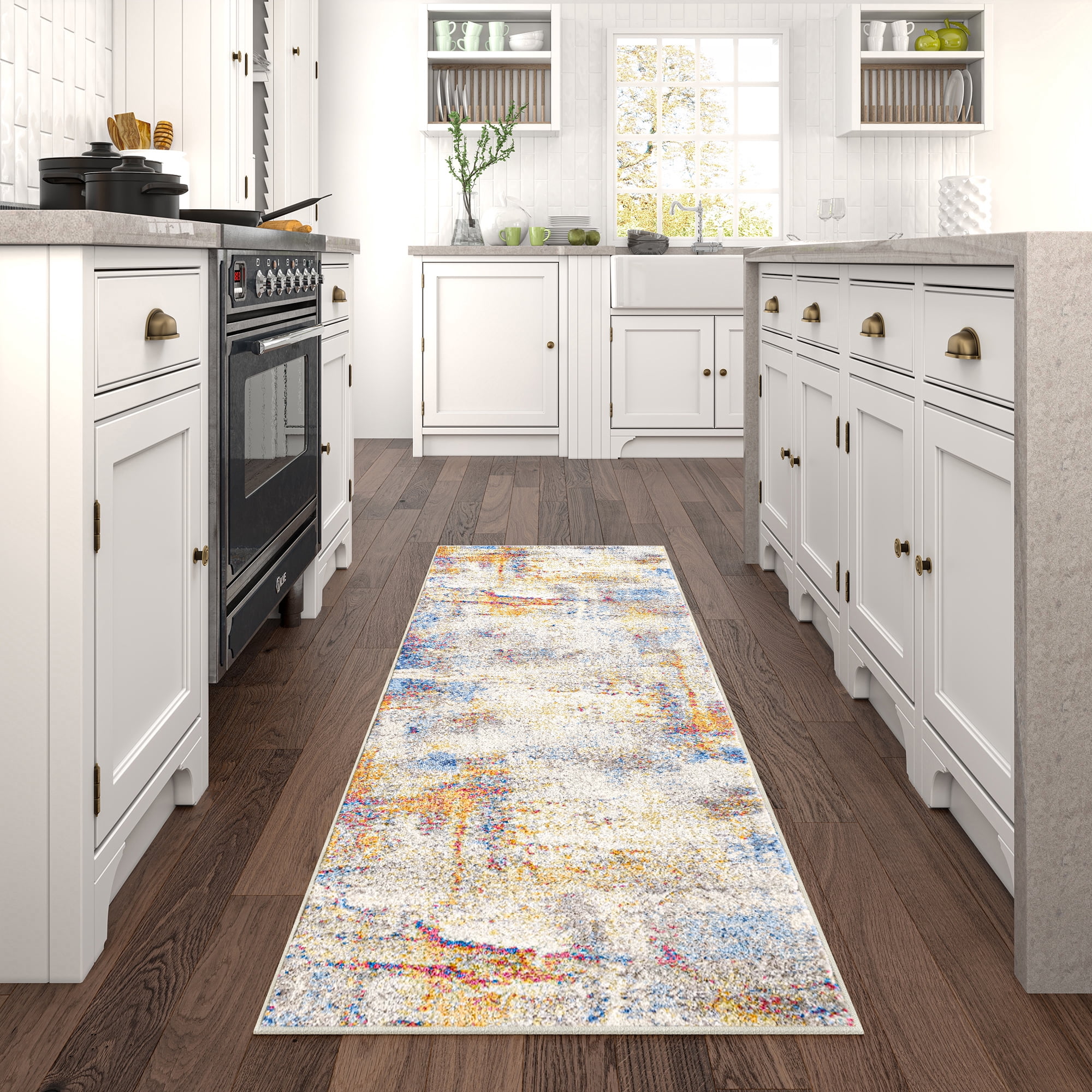 Chelsea Contemporary Abstract 2'3'' x 7'3'' Multicolor Polypropylene ...
