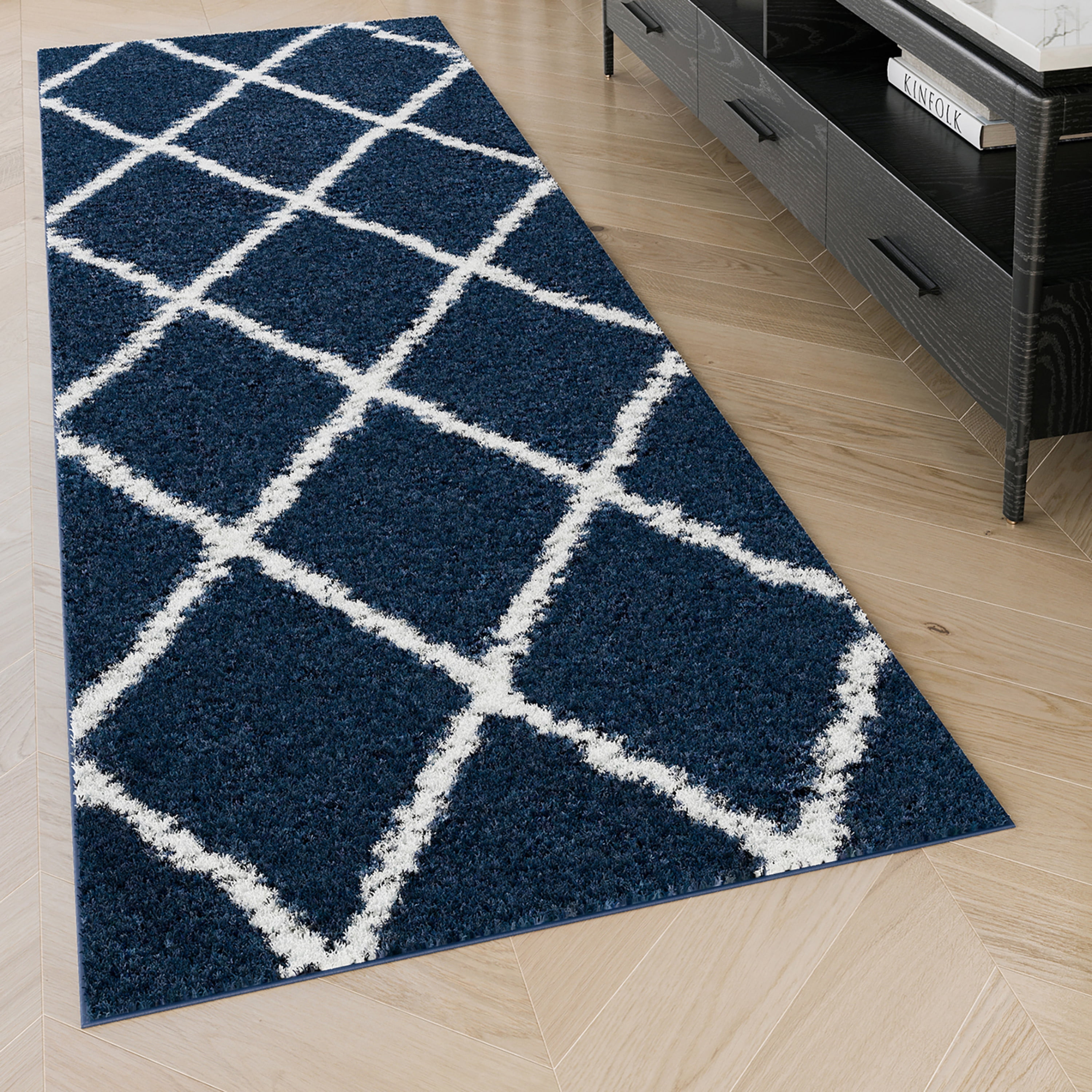 2x8 Modern Navy Runner Rugs for Hallway | Indoor Entry, Entryway ...