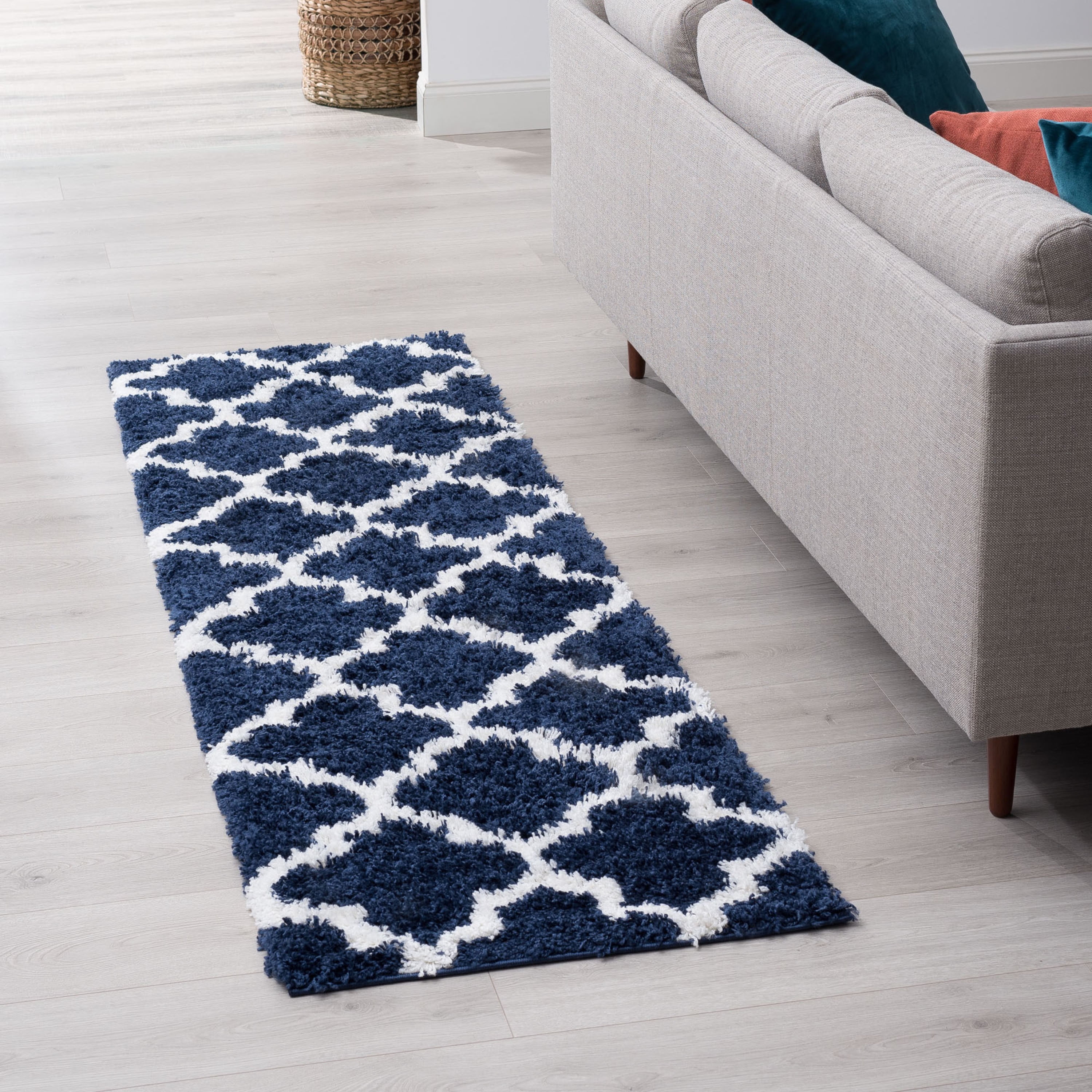 2x8 Modern Navy Runner Rugs for Hallway | Indoor Entry, Entryway ...