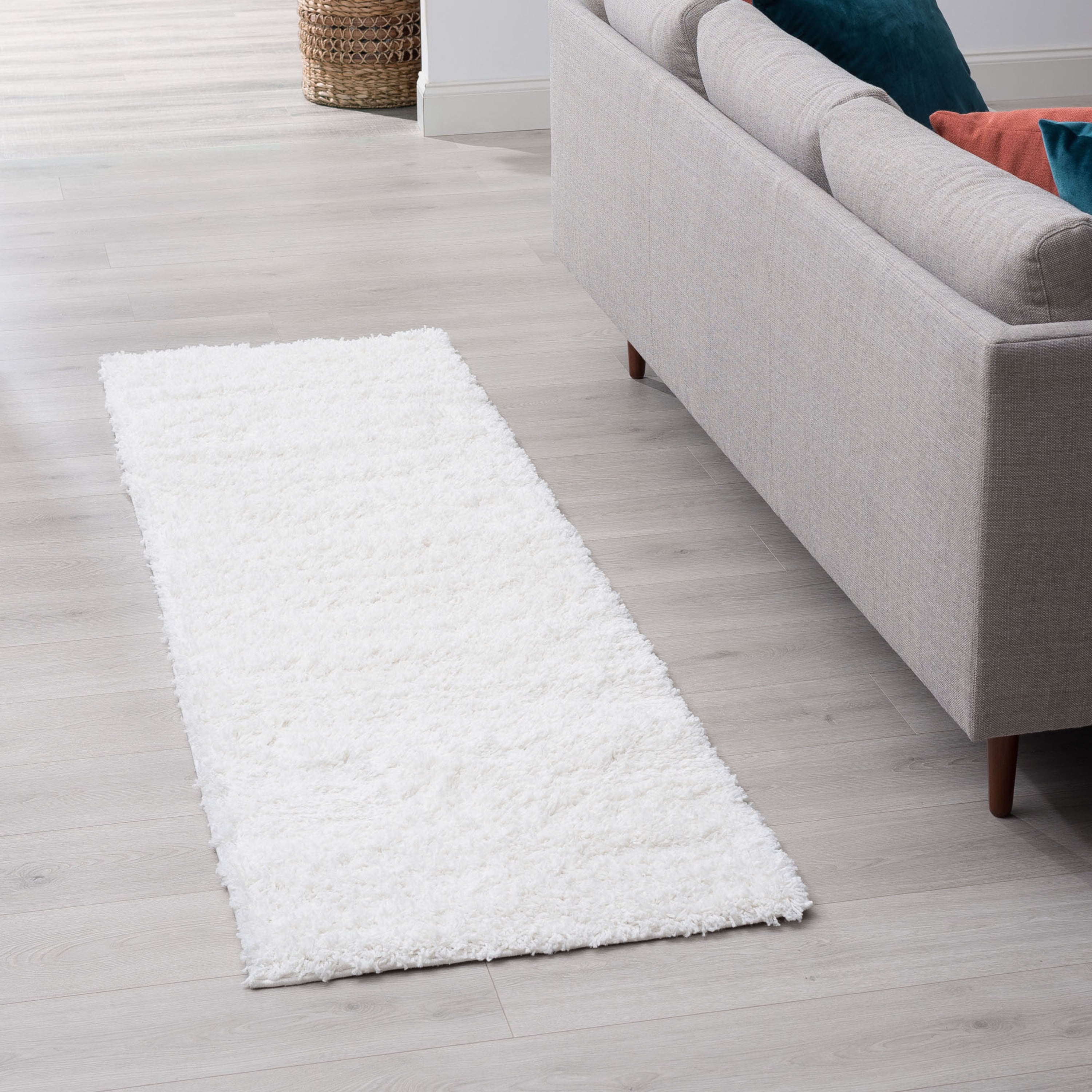Bliss Rugs 2x8 Modern White Shag Hallway Runner Carpet 2'3'' x 7'3 ...
