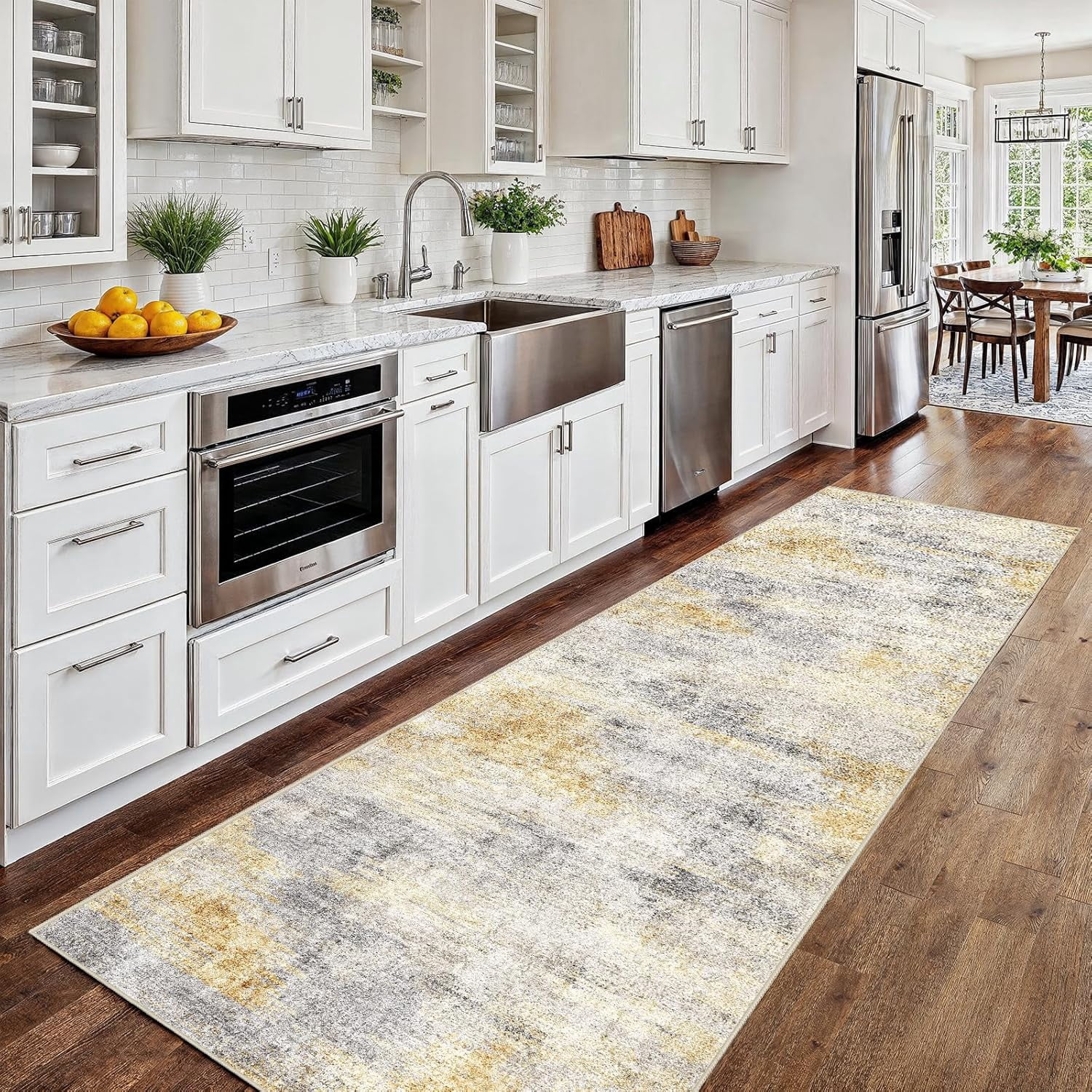 2x8 Washable Kitchen Runner Rug, Modern Abstract Non-Slip Low Pile ...