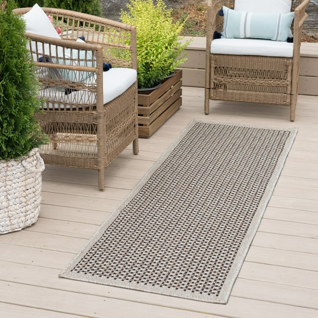 Bliss Rugs Basket WeaveIndoor Outdoor Rug Water Resistant Runner Rugs for Patio, Hallway ...