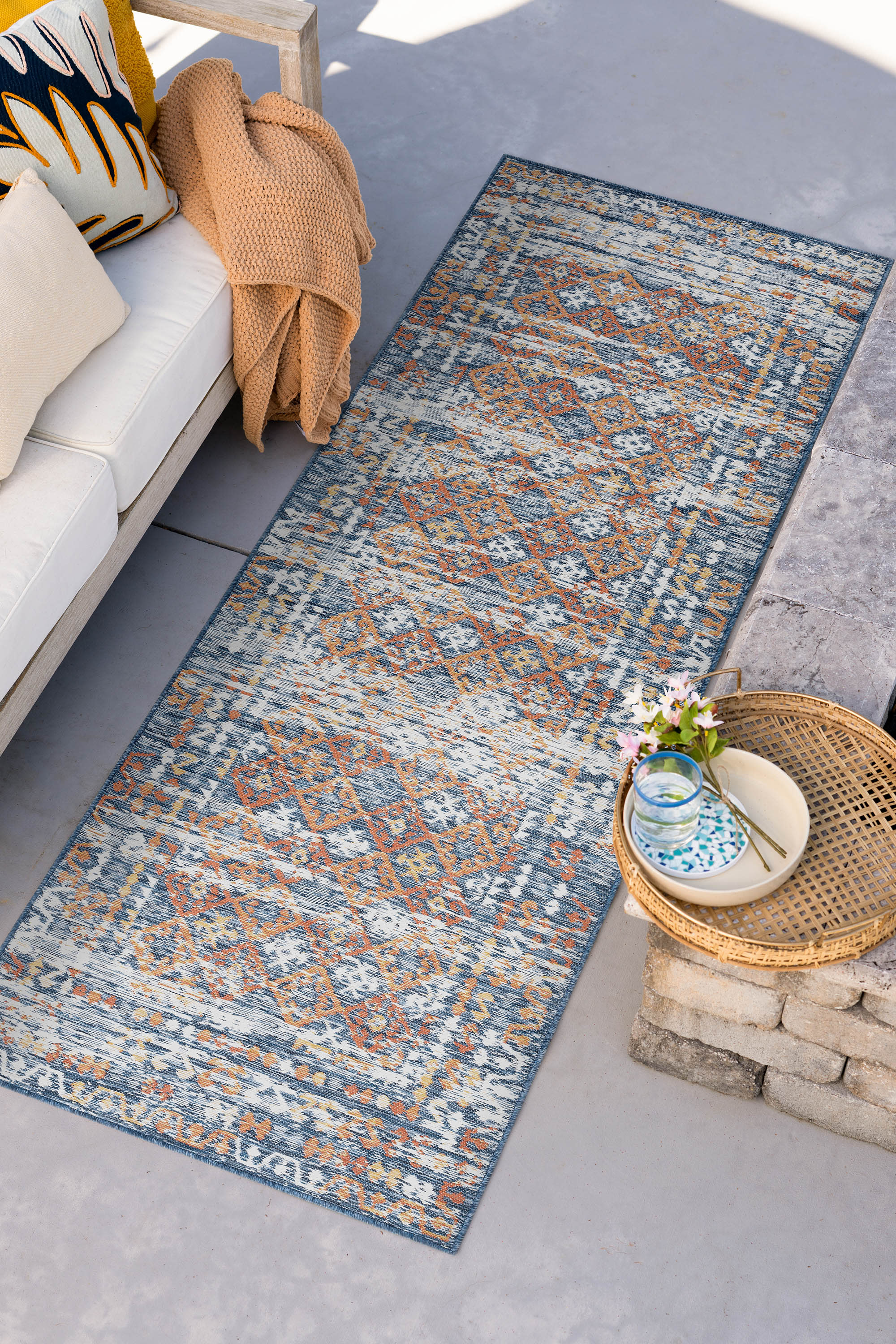 Bliss Rugs Morroccan Indoor Outdoor Rug Reversible Runner Rug for Patio ...