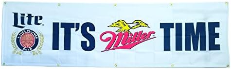 2x8ft Banner Flag for Miller Lite It's Miller Time, Durable Banner Flag ...