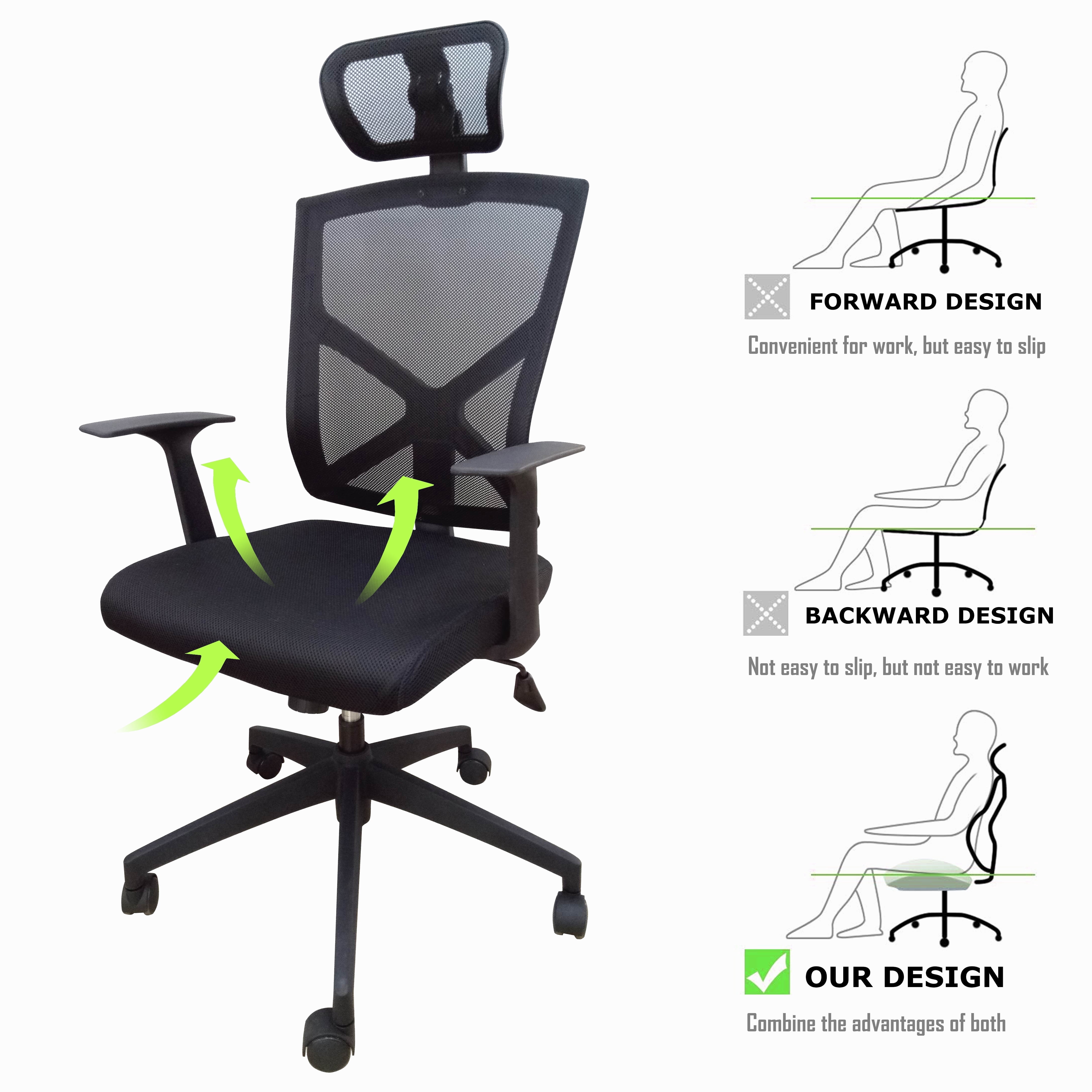 2xhome - High Back Black Office Mesh Flip Up Arm Chair with Chrome ...