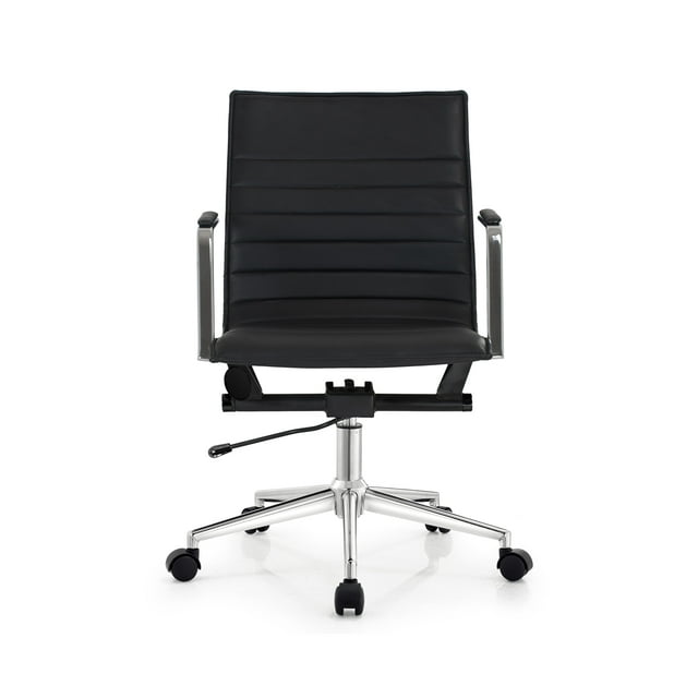 2xhome Mid Century Office Chair With Arms Wheels Modern Black Desk ...