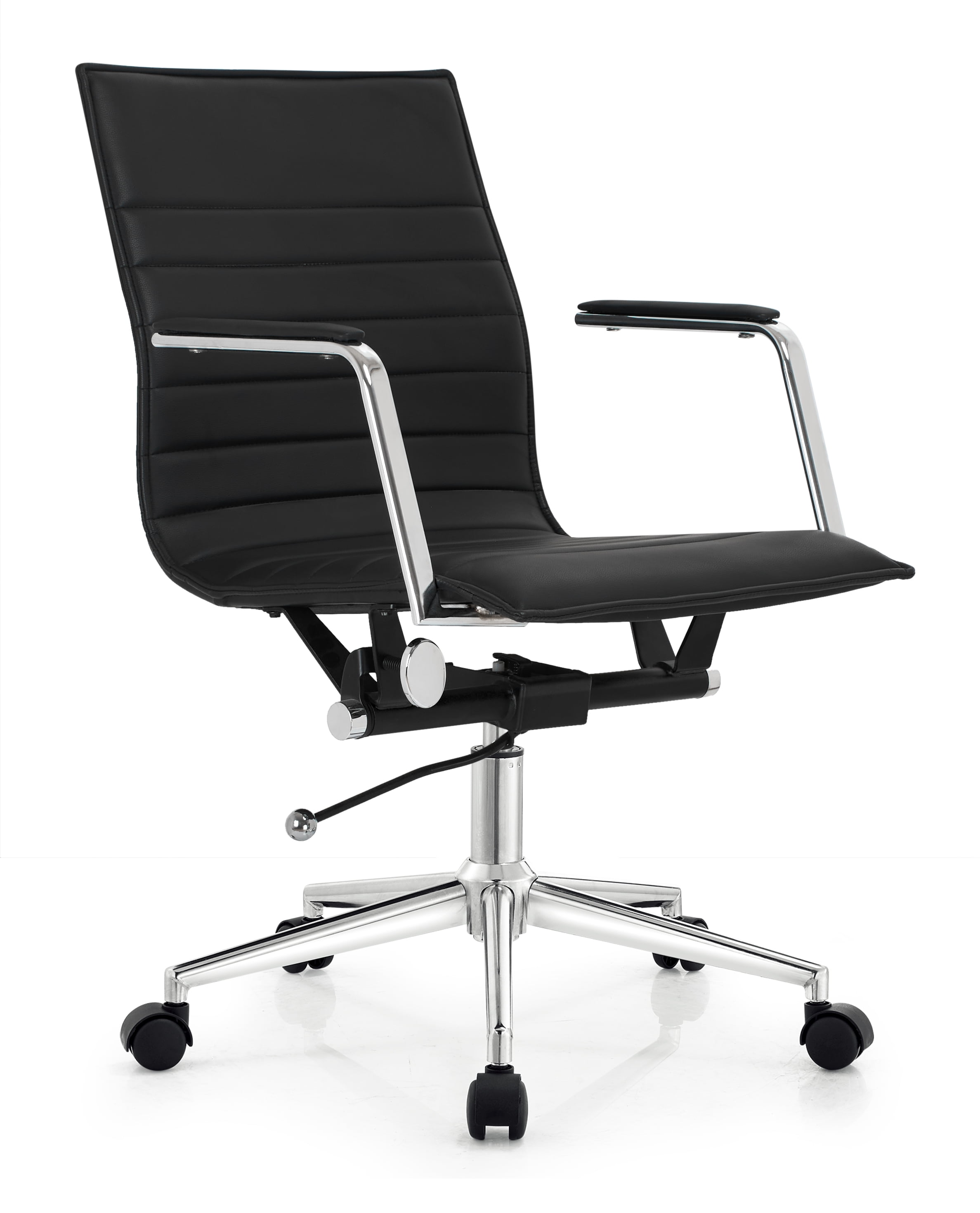 2xhome Mid Century Office Chair With Arms Wheels Modern Black Desk ...