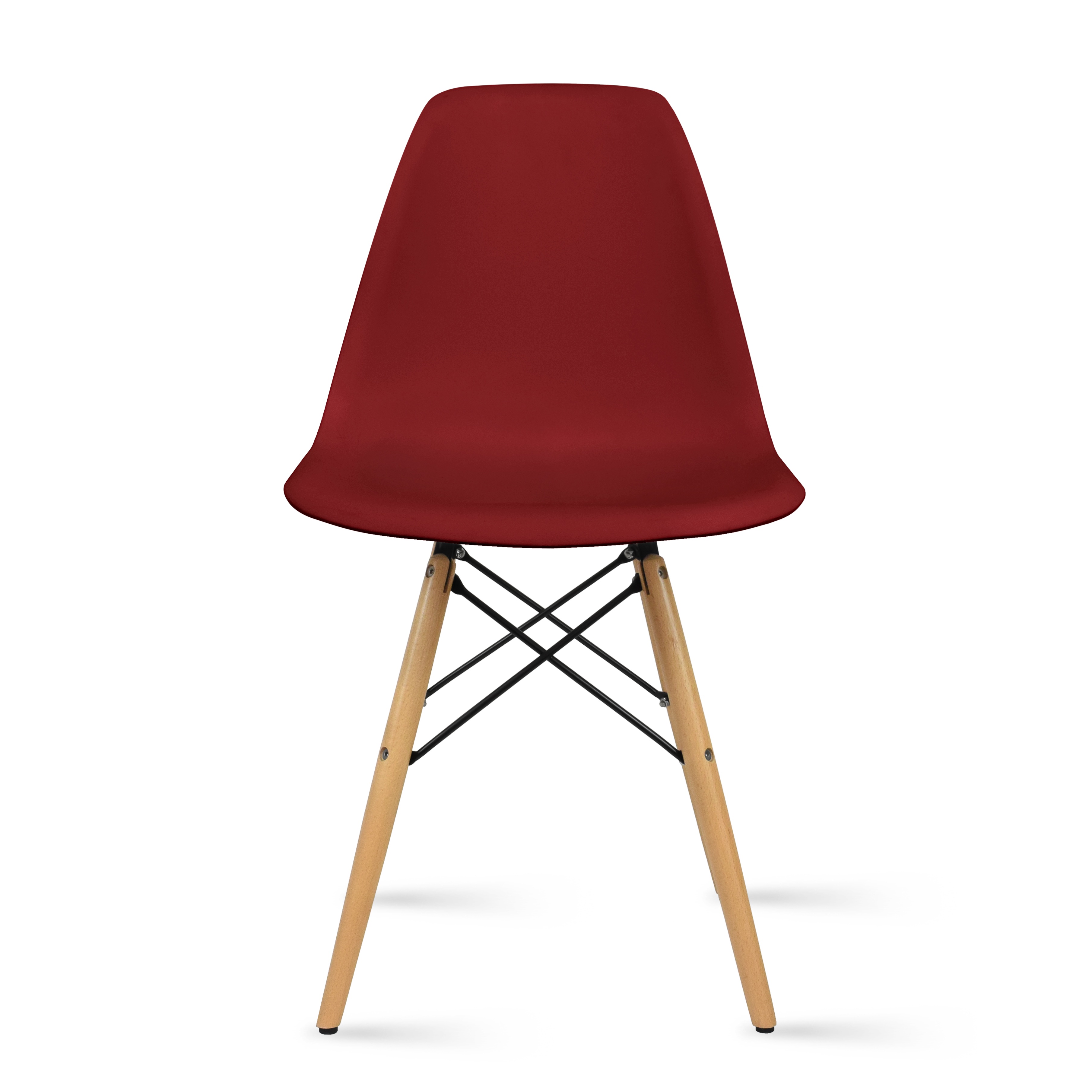 2xhome - Red Modern Side Accent Chair Natural Wood Legs Eiffel Wire ...