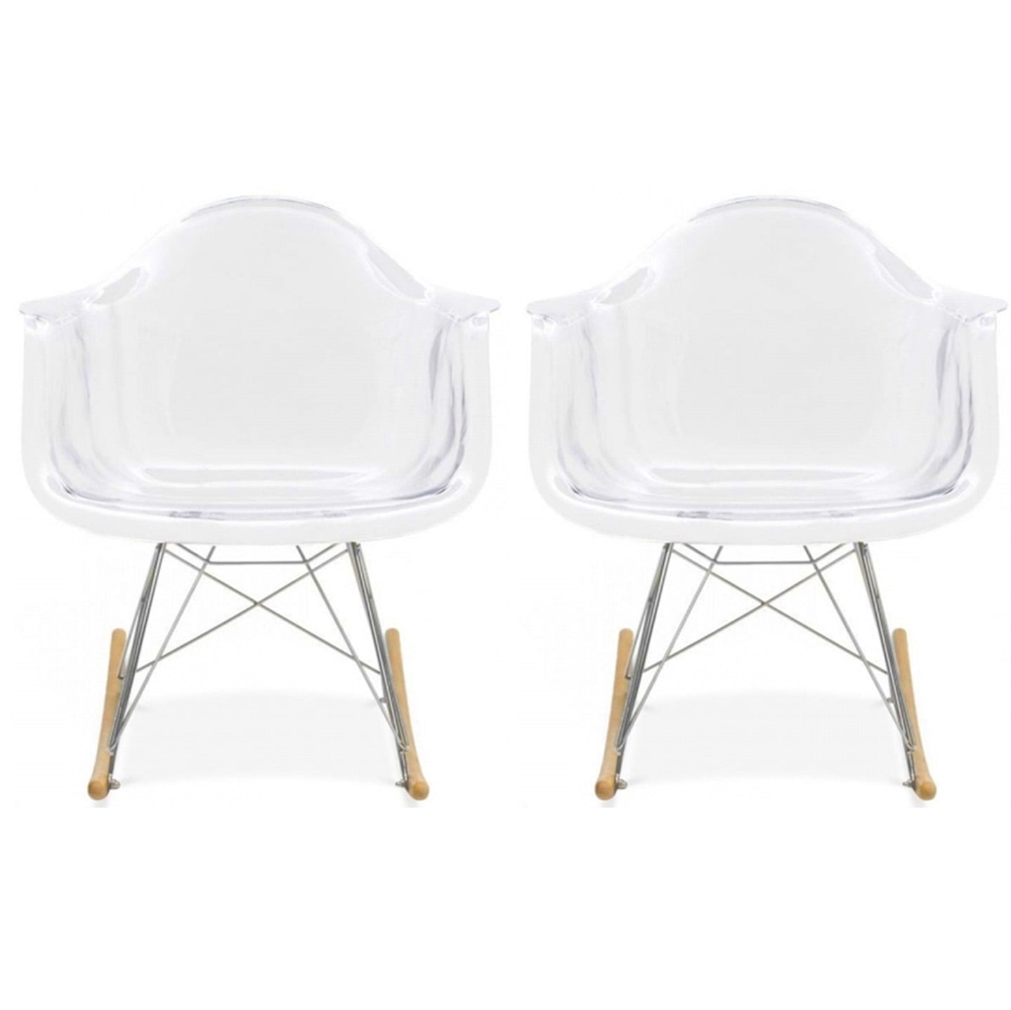 2xhome - Set of 2 Clear - Molded Modern Plastic Armchair - Contemporary ...