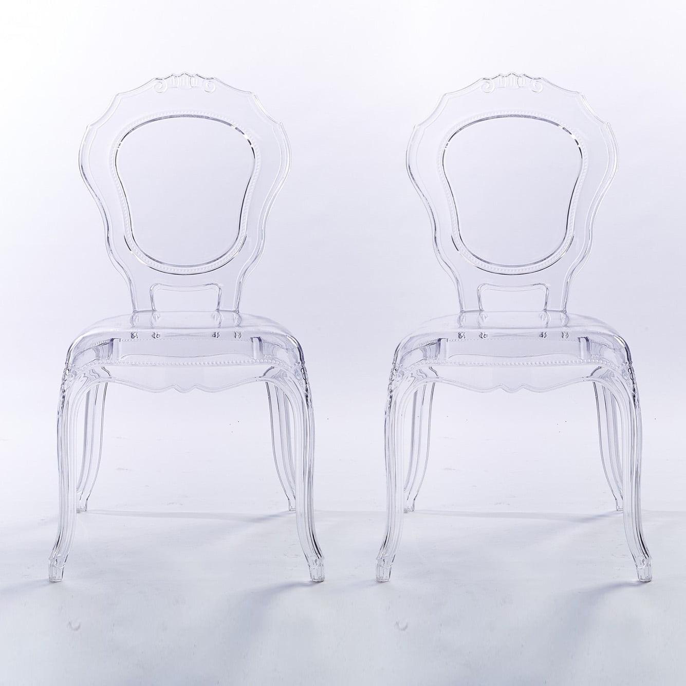 2xhome Set of 2 Clear Plastic Stackable Ghost Chairs, Indoor Kitchen ...
