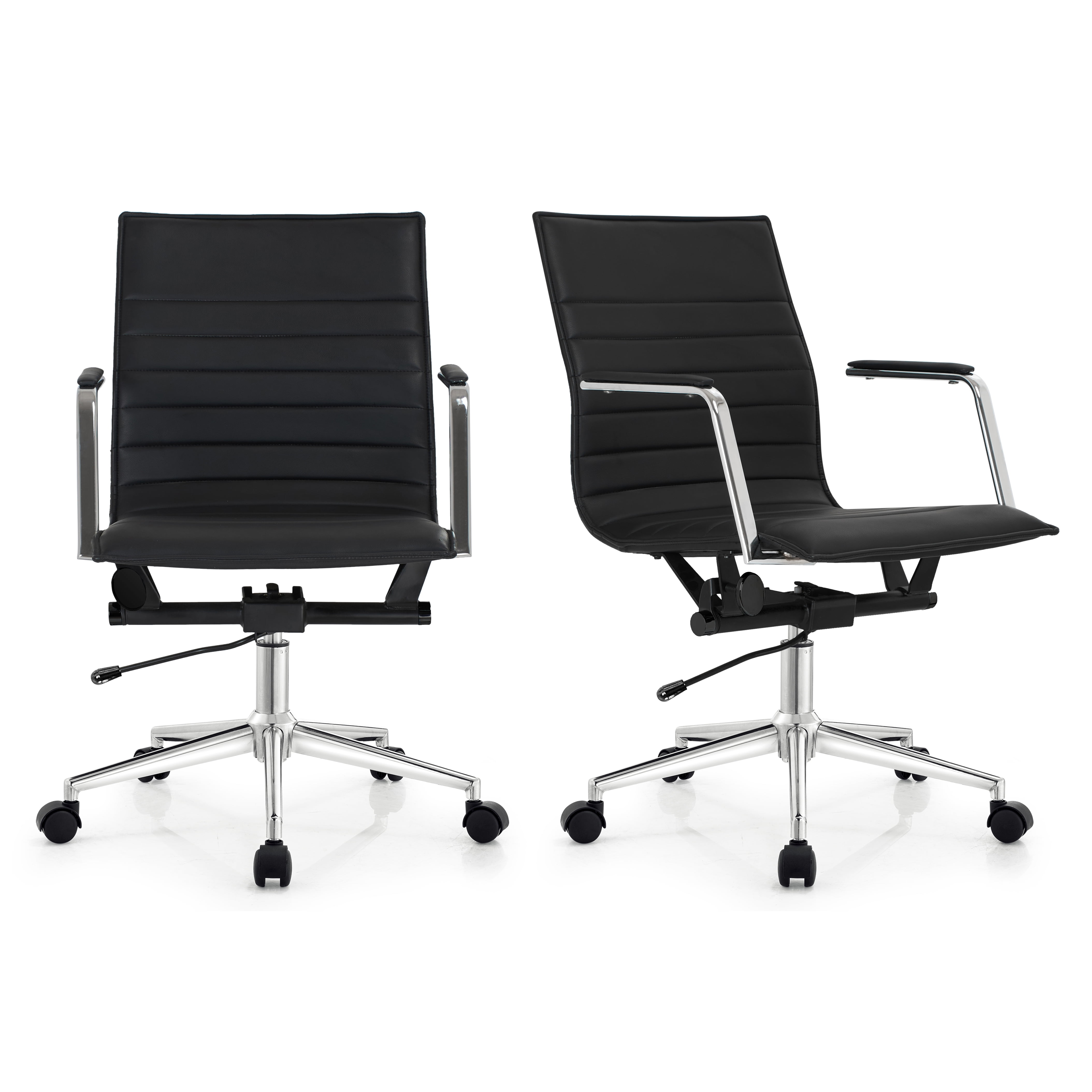 2xhome Set of 2 Mid Century Office Swivel Task Chair With Arms Wheels ...