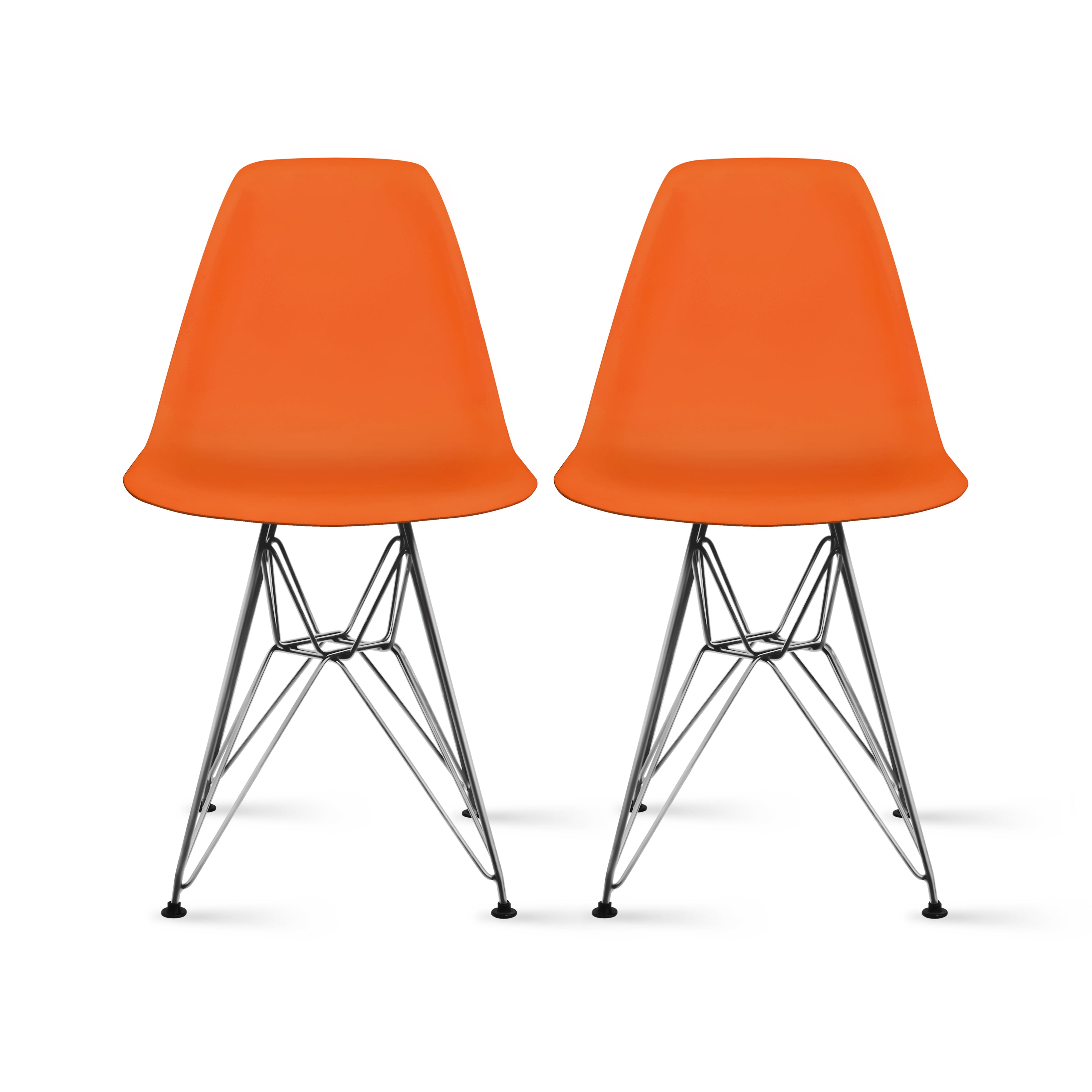 2xhome Set of 2 Orange Desk Chair Mid Century Modern Plastic Molded ...